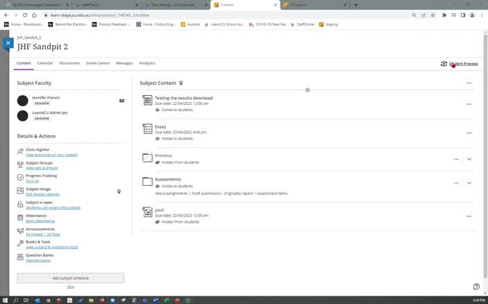 Submission receipts in LearnJCU