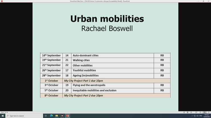 Lecture 14 - Urban mobilities