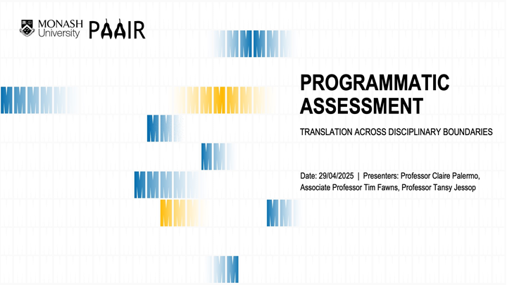 PAAIR Challenge Session 1: Programmatic assessment