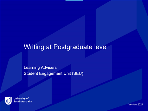 Part 3: Writing at Postgraduate level