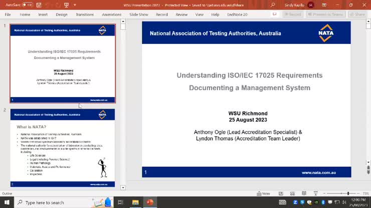 NATS3027 Laboratory Quality Management NATA Lecture