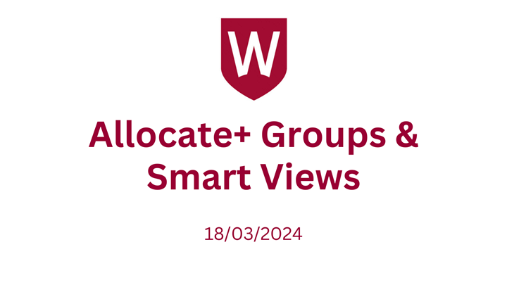 Allocate+ Groups and Smart Views