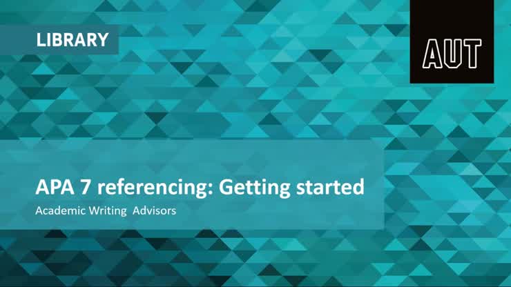 APA 7 referencing: Getting started