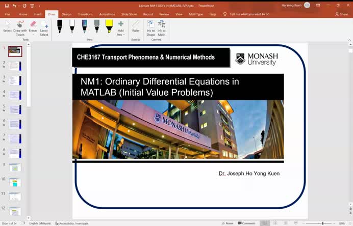 Lecture NM1 - IVP (Euler's method)