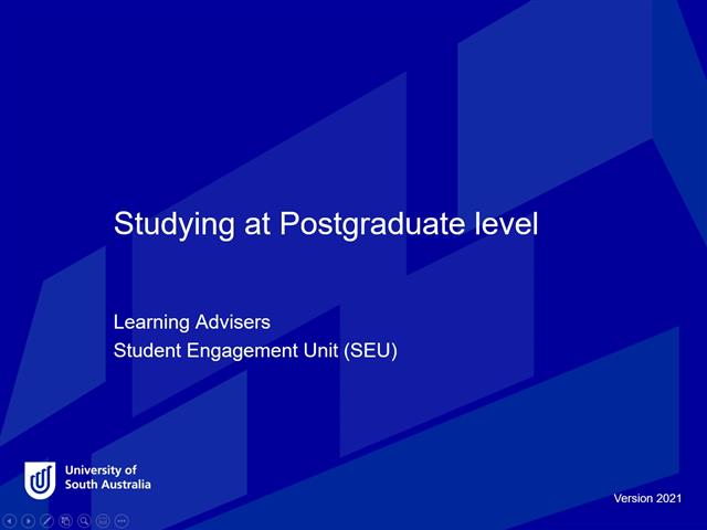 Part 1: Studying at Postgraduate level