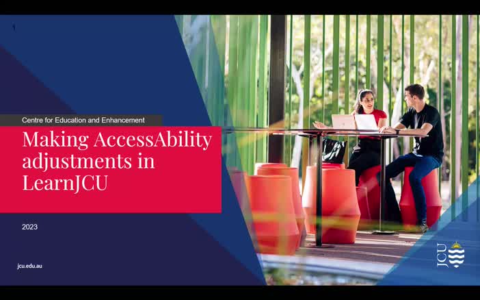 Making AccessAbility adjustments in LearnJCU 20 February 2023