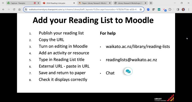 Add your reading list to Moodle