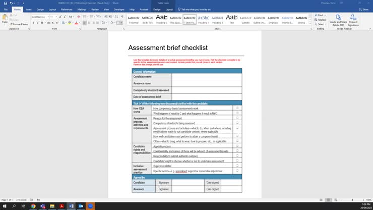 Part 2 26/4/23 - completing Briefing checklist and other documents