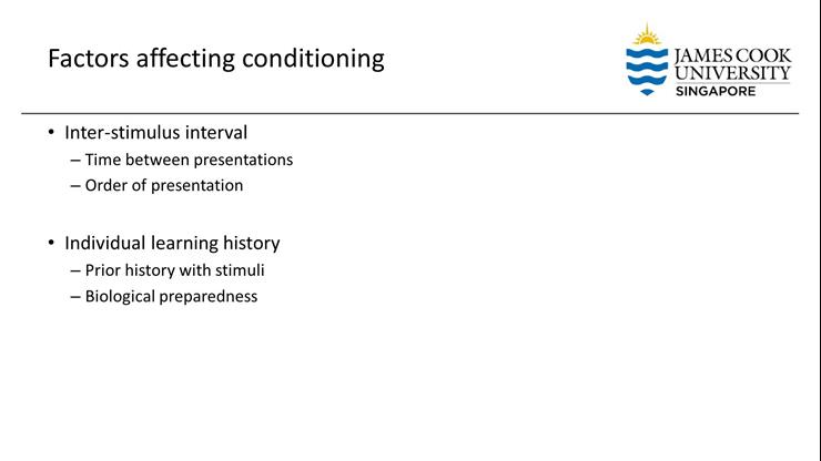 Factors affecting conditioning