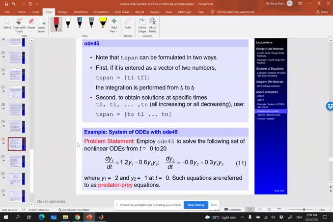 Lecture NM2 - Using ode45