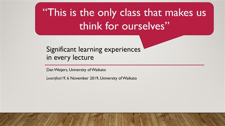 Session 3B Significant Learning Experiences in every lecture