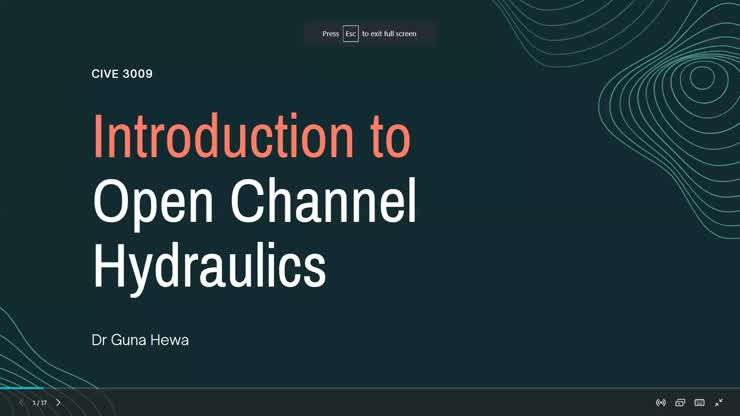 Introduction to Open Channel Hydraulics