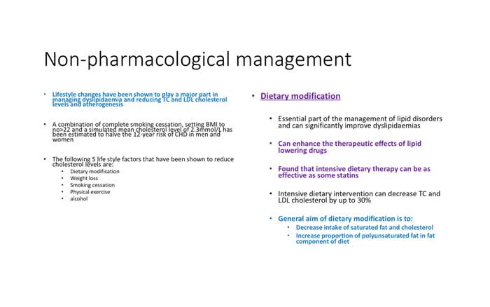 Non-drug therapy for Hyperlipidaemia