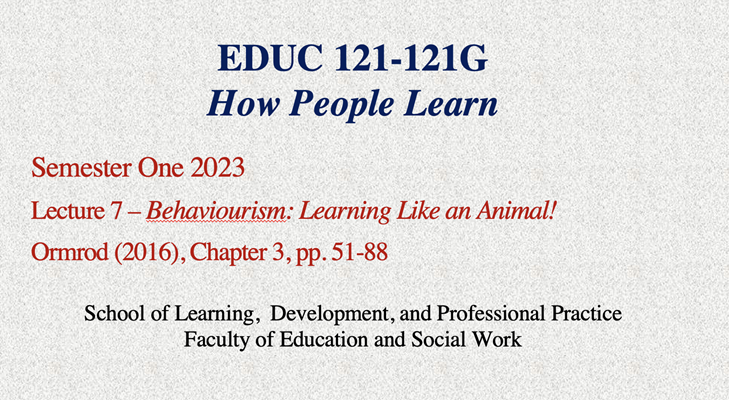 Lecture 7 EDUC 121/121G - Tuesday 25 April
