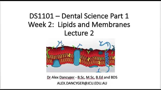 DS1101 2020 Week 2 Lecture 2: Lipids and Membranes