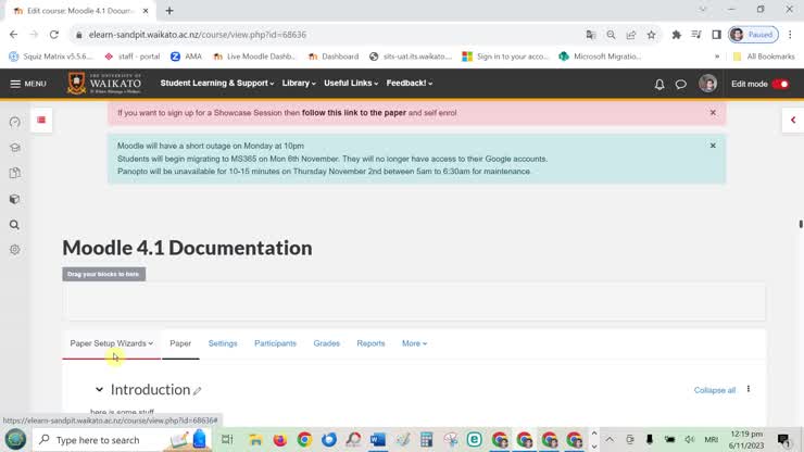 Access Moodle wizards